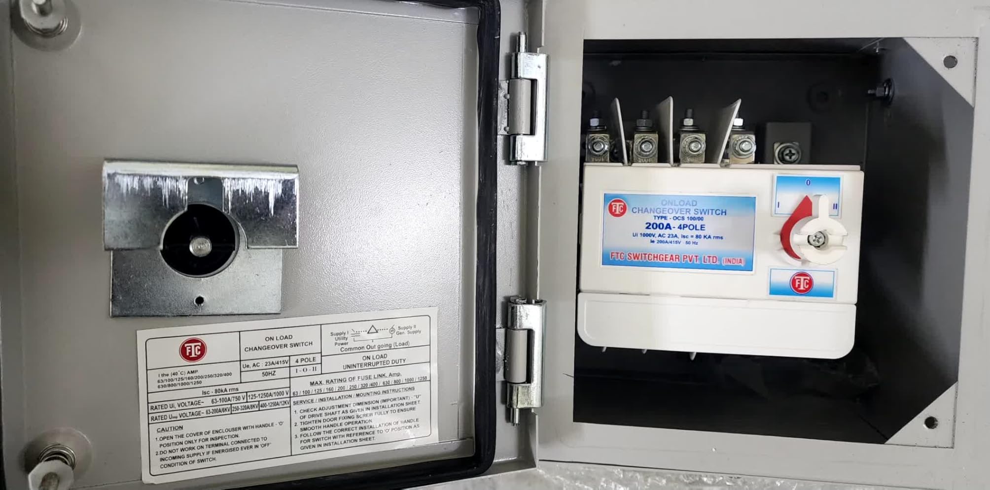 FTC - Onload changeover switch 200Amp 4pole 415V AC with sheet steel ...
