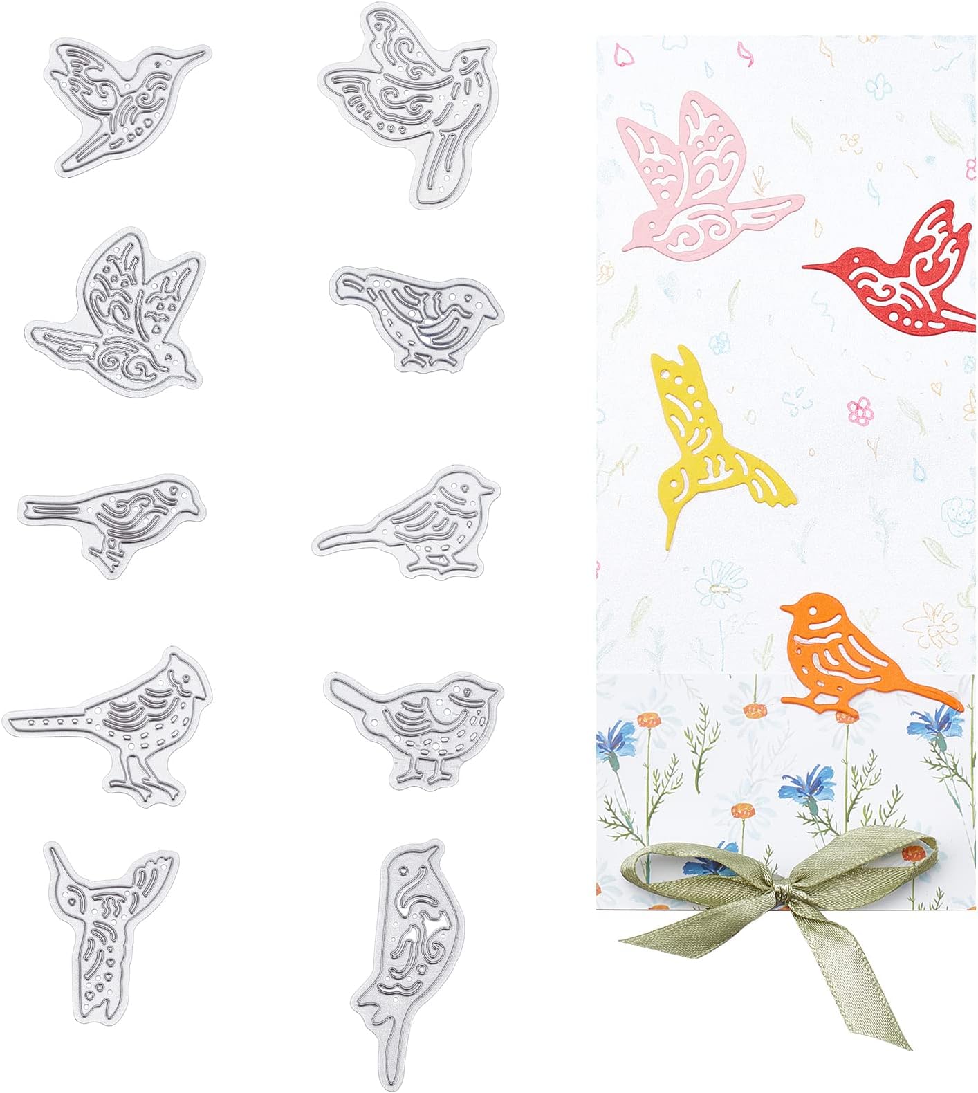 Amazon.com : Sizzix Brand Die Set 11PK Painted Birds Thinlits Template ...