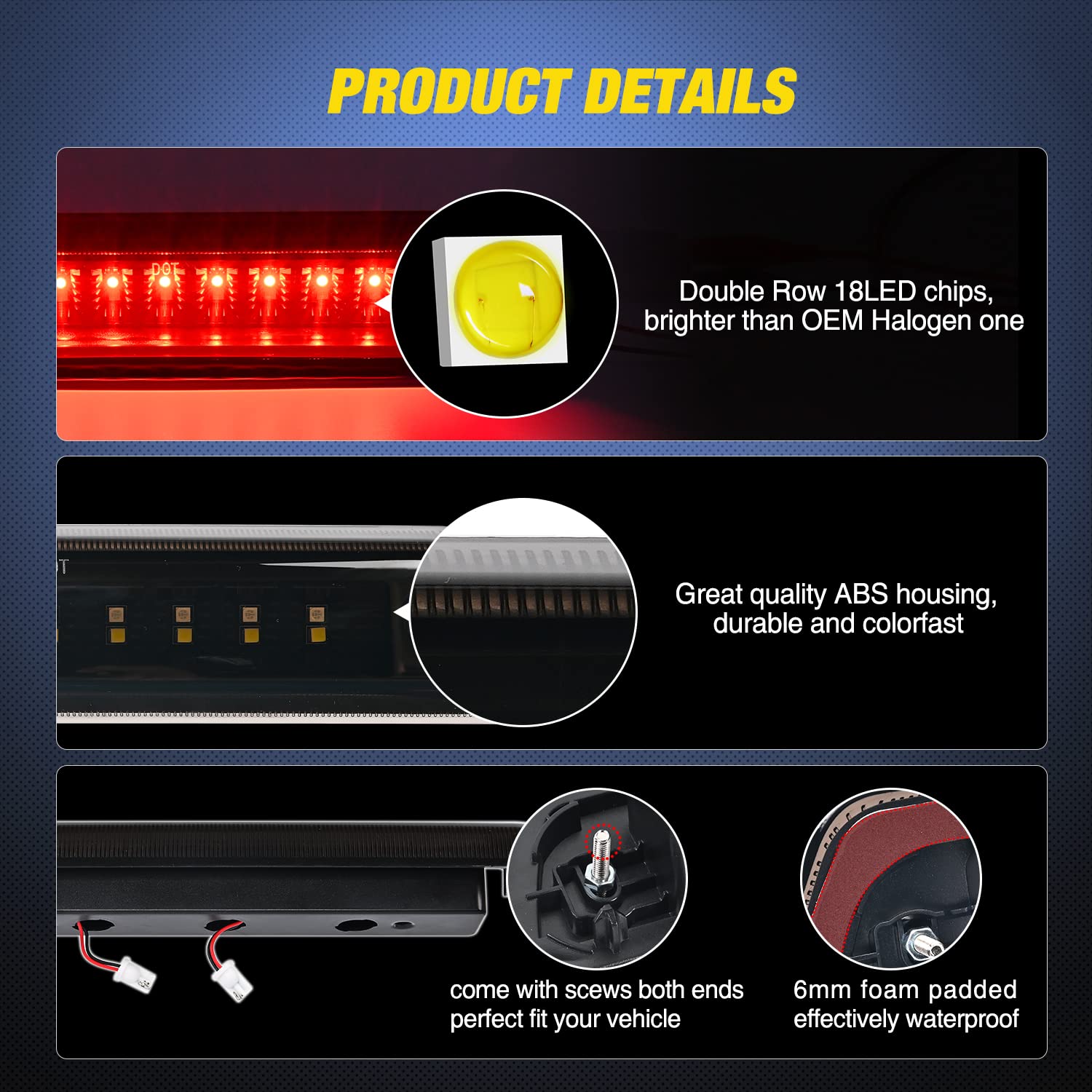 Snapklik.com : Nilight Third Brake Light Tail High Mount 3rd Stop Cargo ...