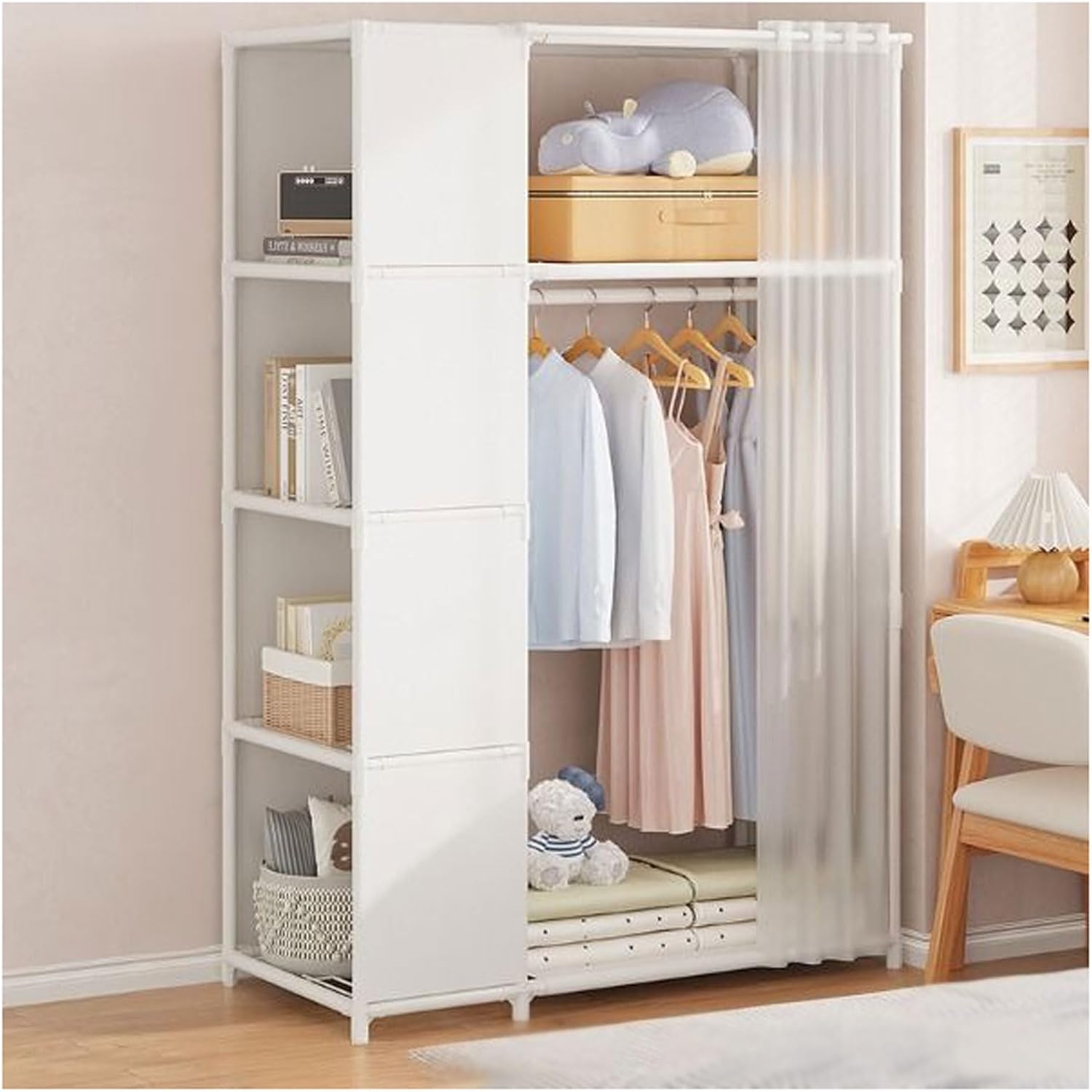 Clothing Rack Multi-functional Bedroom Clothes Rack with Convenient ...