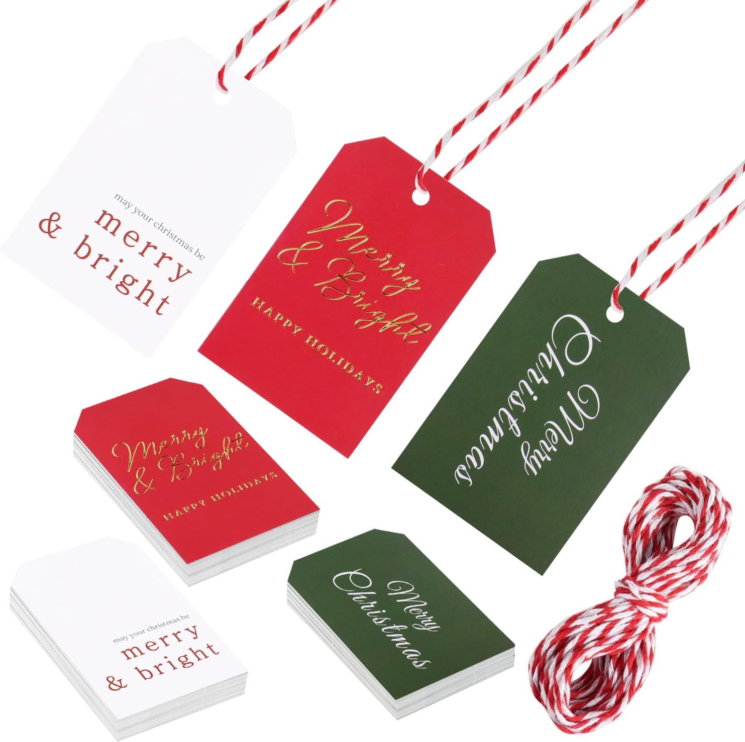Amazon.com: 96Pcs Christmas Gift Tags, Merry Christmas Holiday Hanging ...