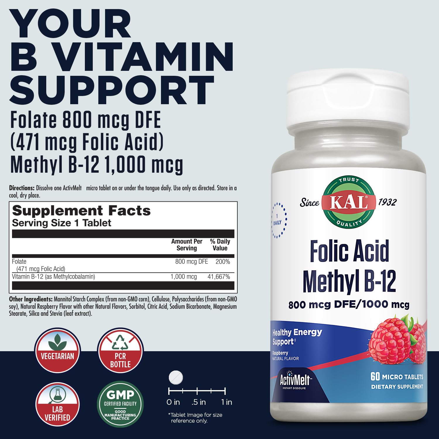 Snapklik.com : Kal 800 Mcg Folic Acid Methyl B-12 Tablets