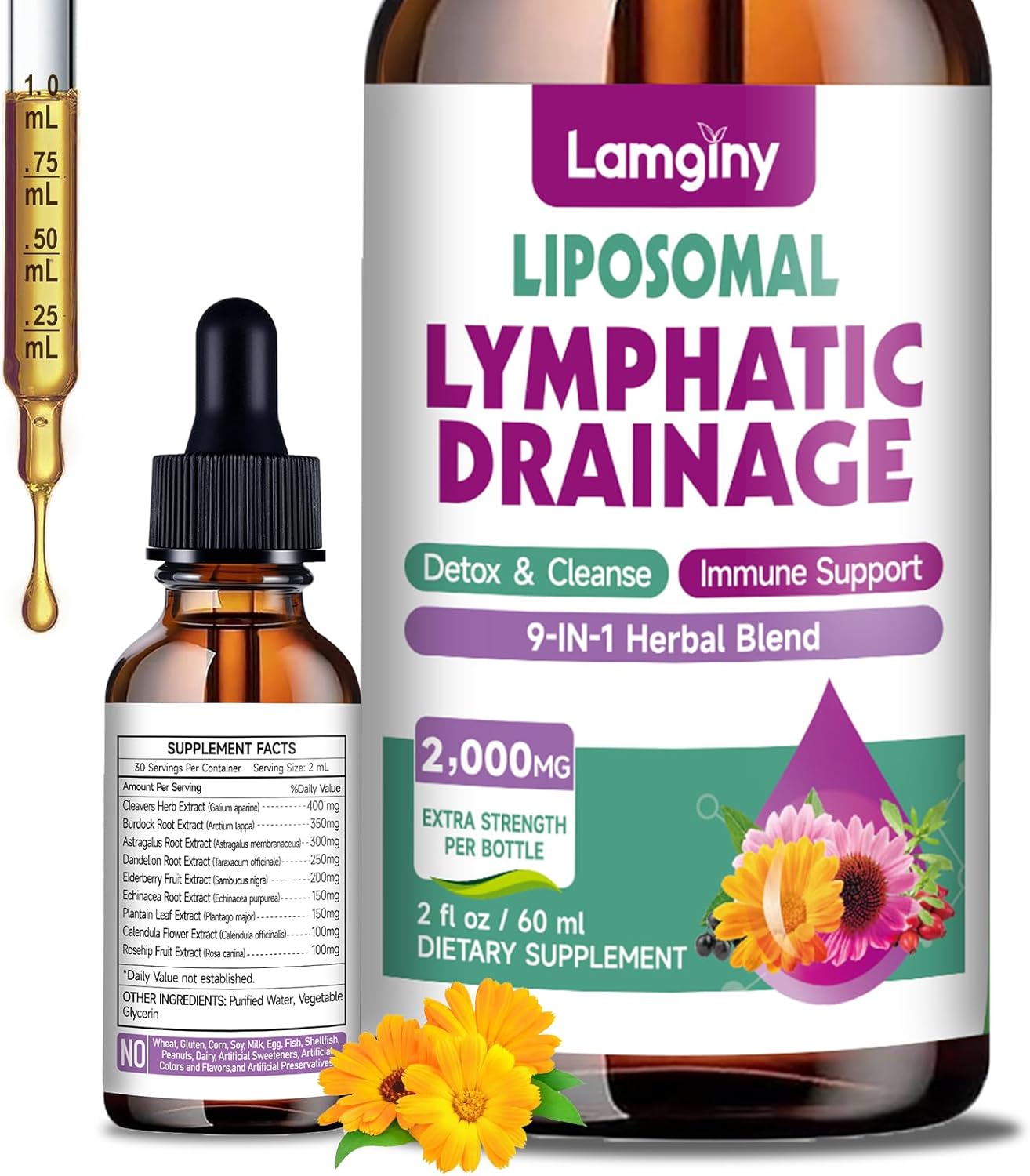 Amazon.com: Liposomal Lymphatic Drainage Drops, 9-In-1 Lymphatic ...