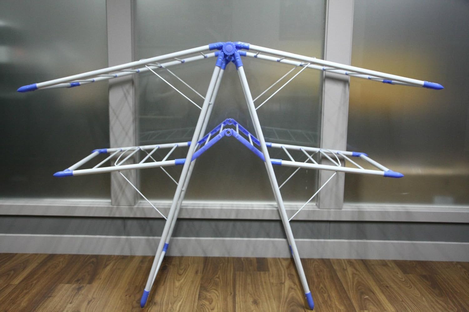 Bonanza 2 Tier Blue Steel Clothes Horse Cloth Drying Rack Airer Indoor ...