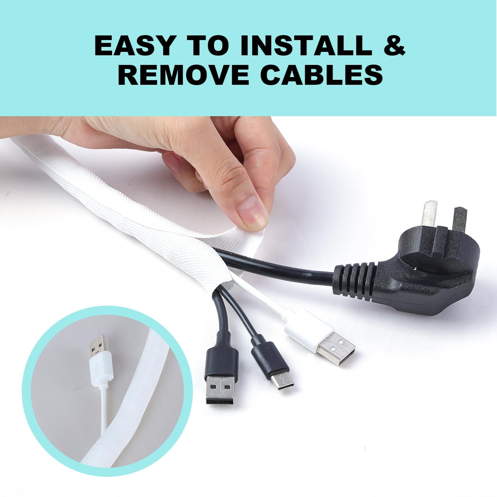 Snapklik.com : Cable Sleeve Cover, 10ft - 4/5 Inch Dog Cat Cord ...