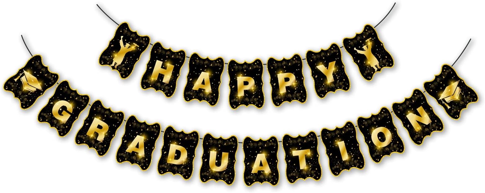Amazon.com: FHGG Glitter Green Congrats Grad Decorations Banner Pre ...