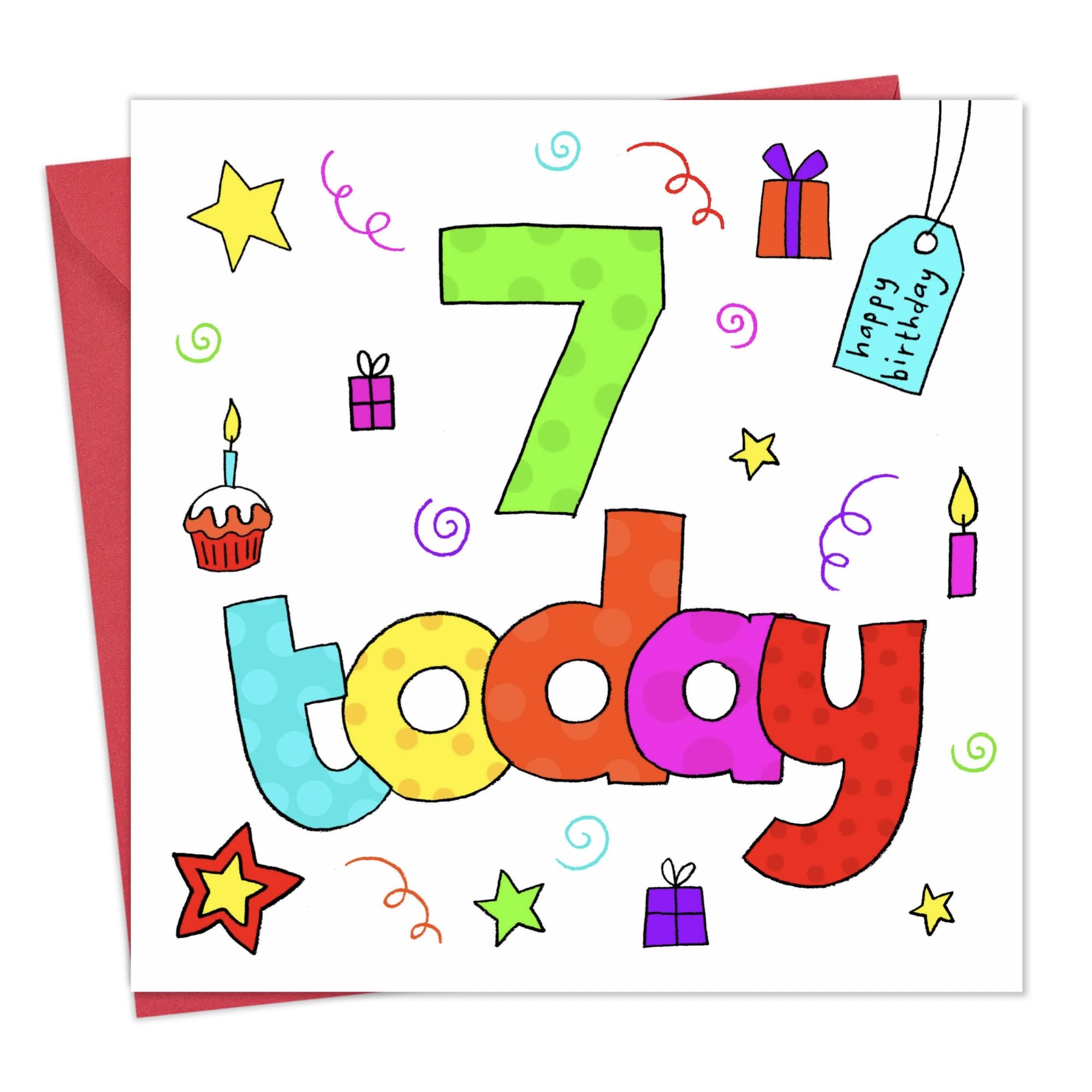 Amazon.com : Twizler 7th Birthday Card for Boy or Girl - Seventh ...