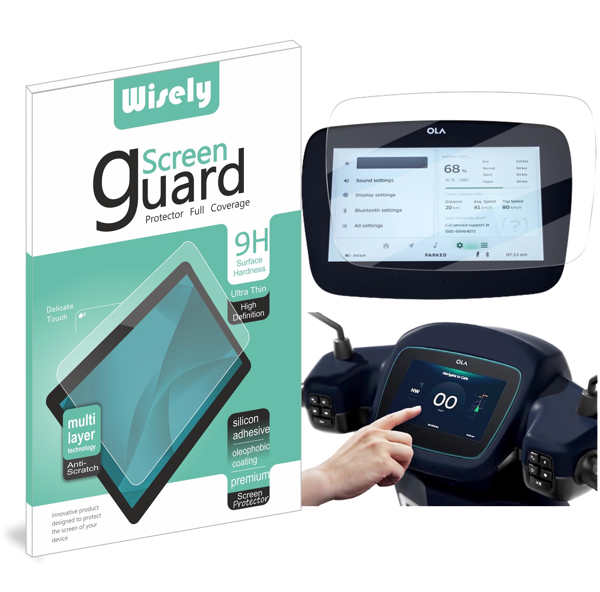 Wisely Tempered Glass Screen Guard For Ola S1 / Ola S1 Pro/Ola S1 Air ...