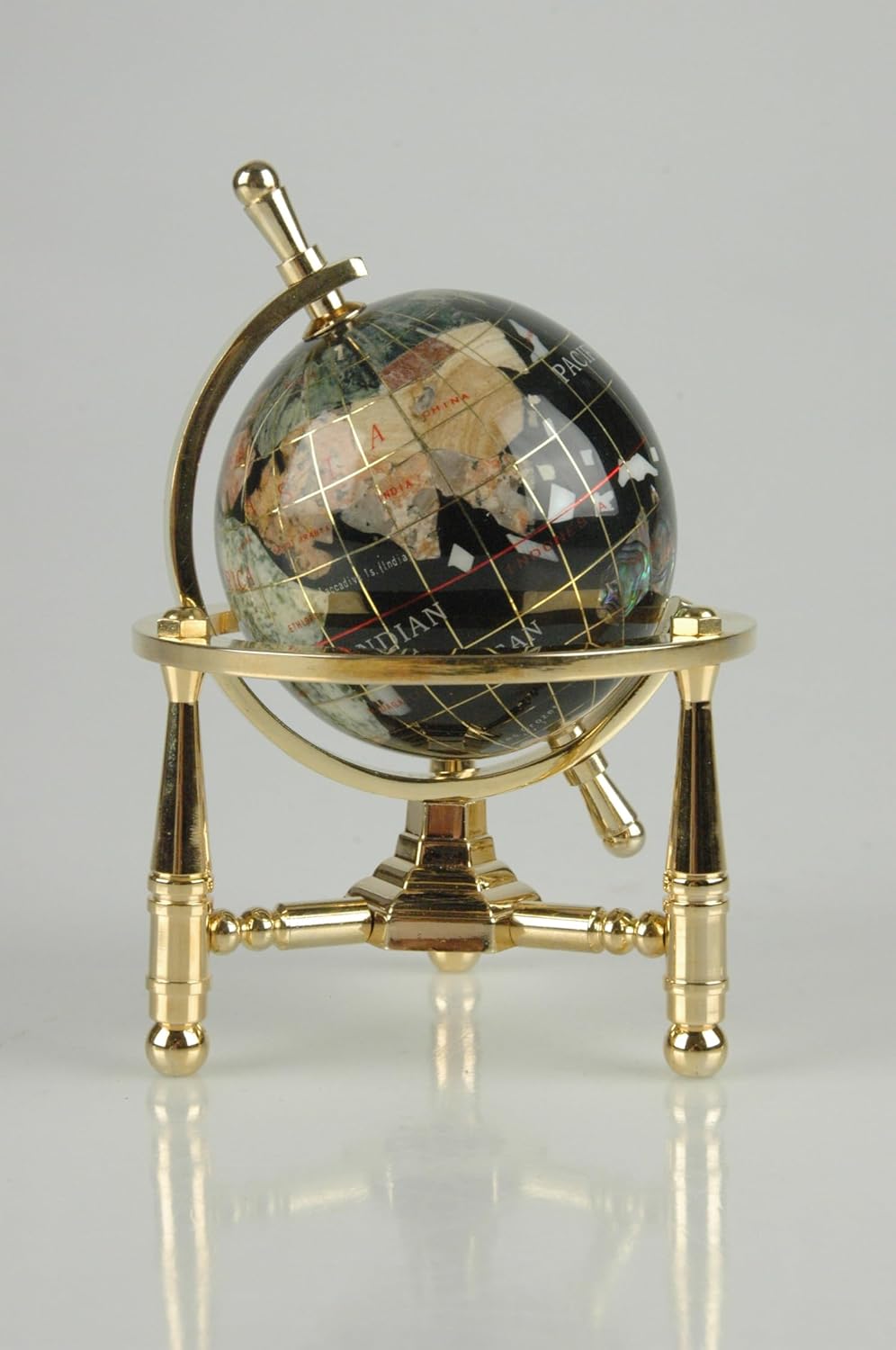 Amazon.com: 4" Tall Black Onyx Gemstone World Map Mini Globe(50mm) W ...