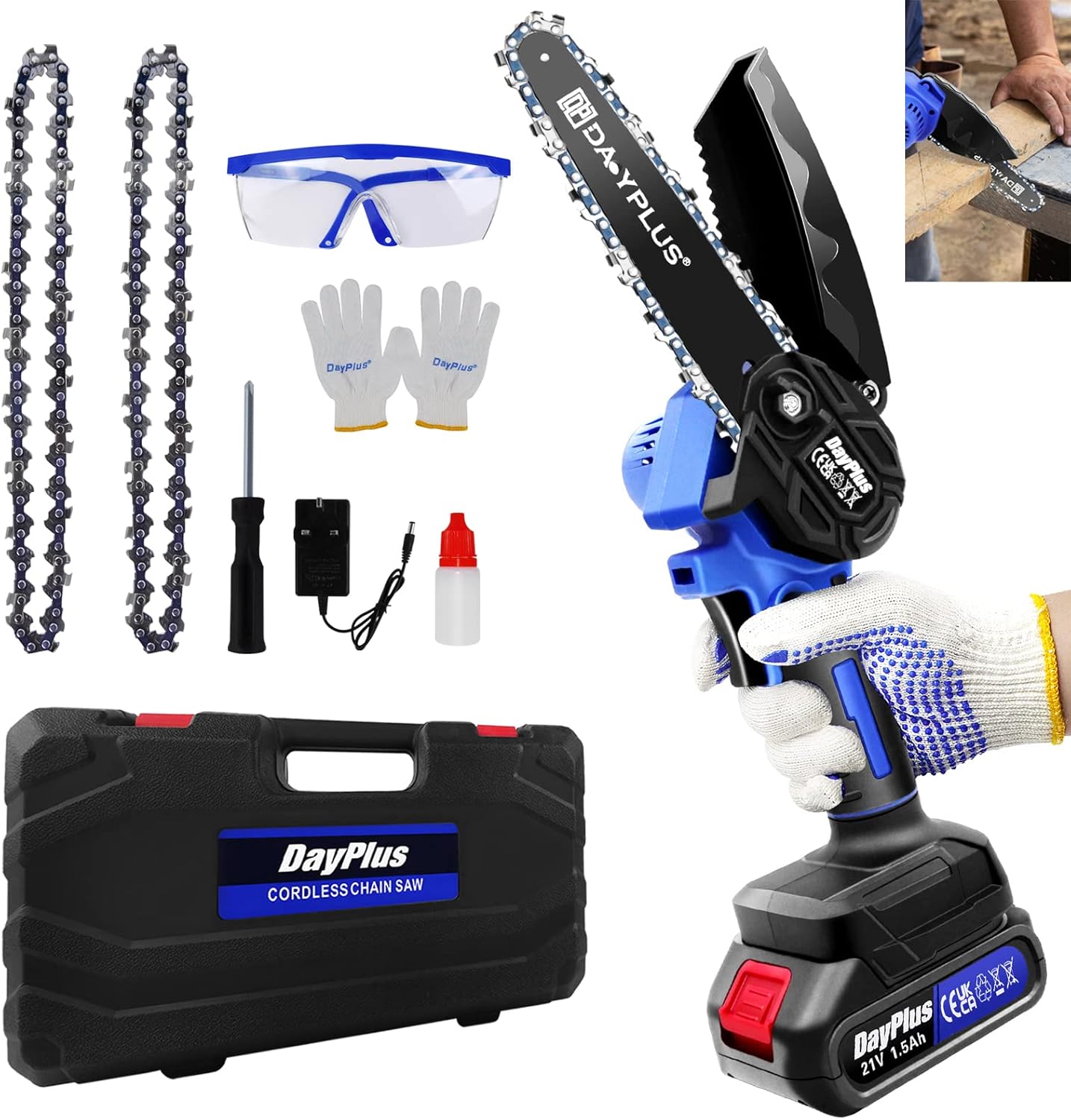 Amazon.com: 6 Inch Mini Chainsaw Cordless Powered Chain Saw with ...