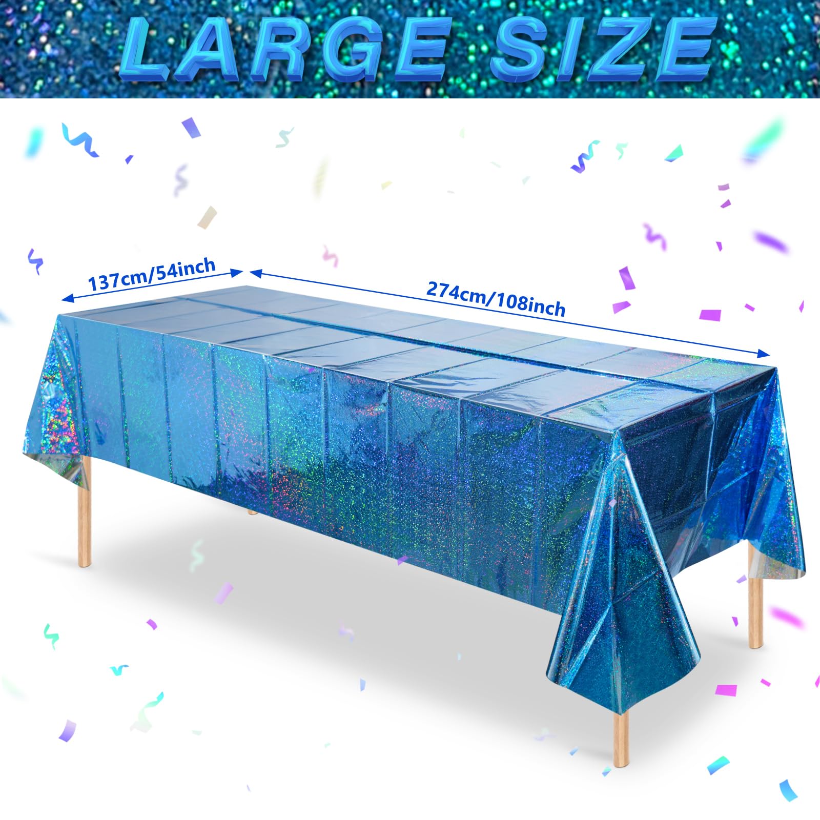 Snapklik.com : 3 Pack Iridescent Blue Plastic Tablecloth, Shiny ...