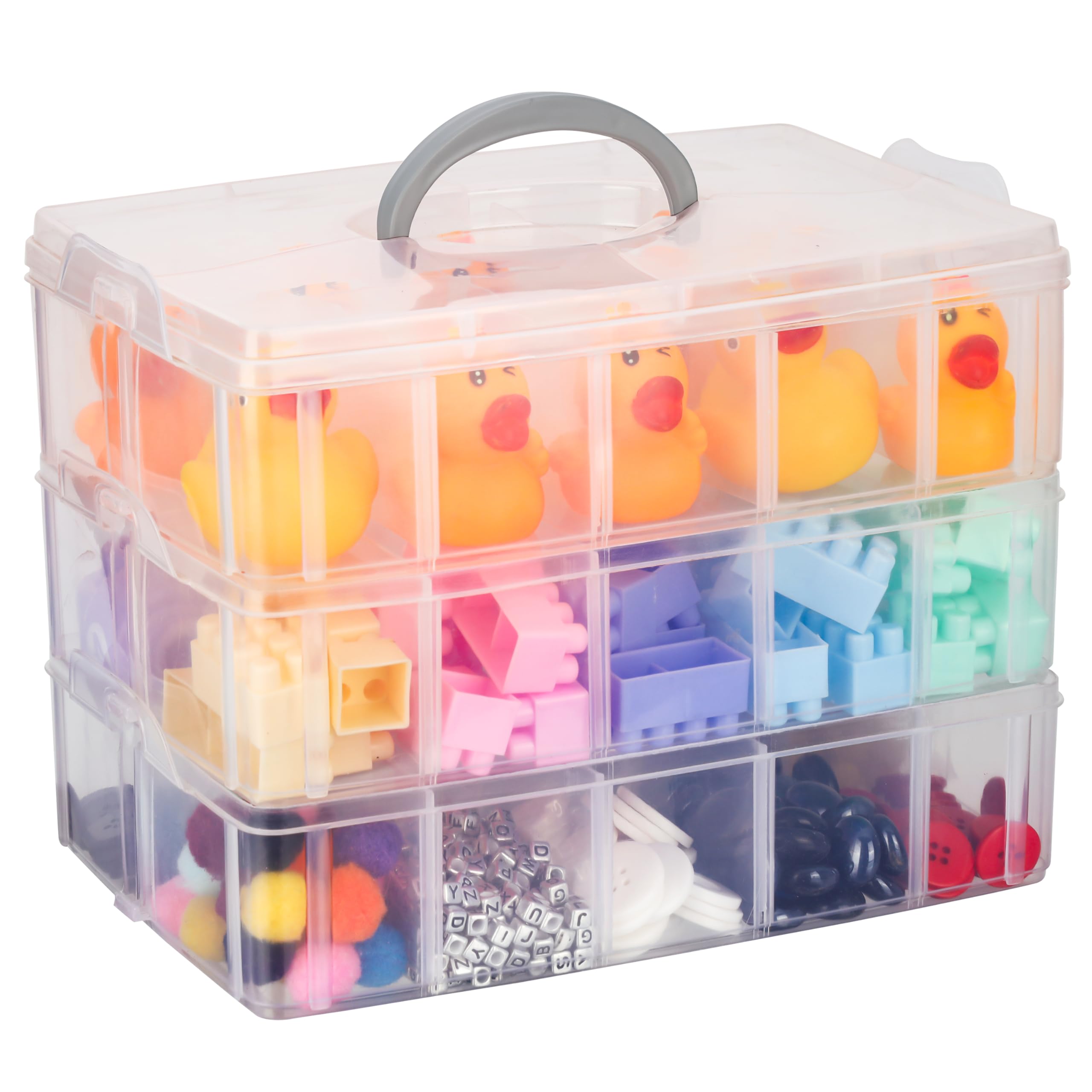 Kurtzy 3-Tier Craft Storage Box with 30 Compartments - Plastic ...