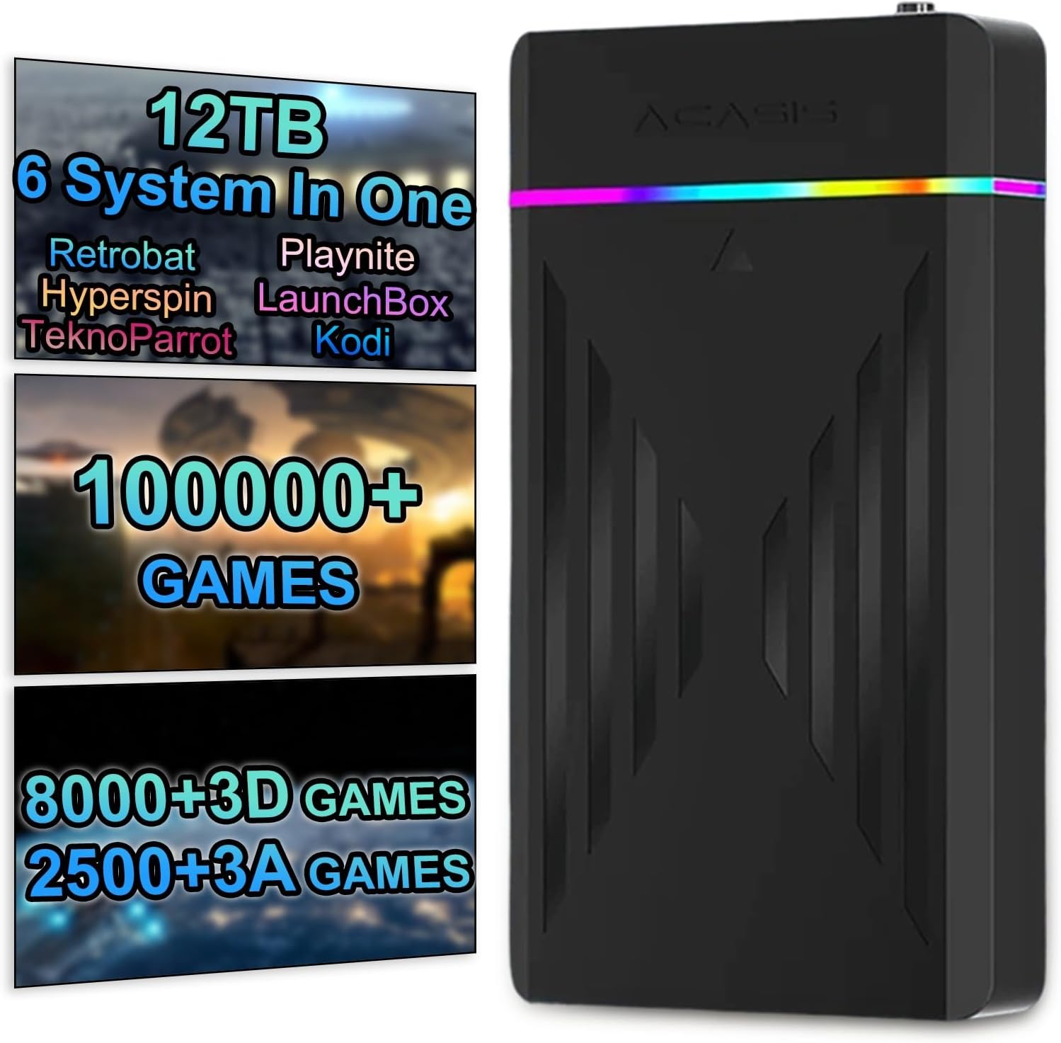 Amazon.com: PEAPRIT 12TB Retro Gaming External Hard Drive with 100,000 ...