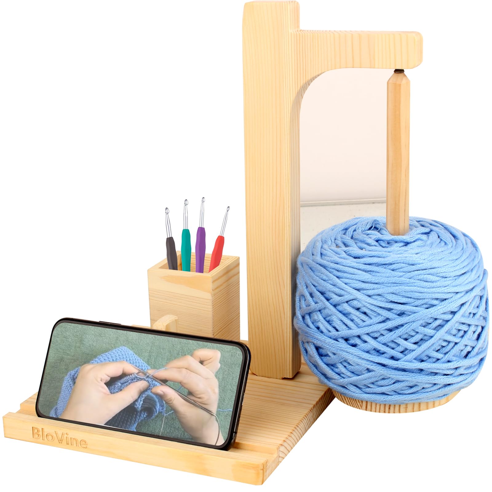 Amazon.com: Wooden Yarn Holder for Crocheting with Magnetic Rotating ...
