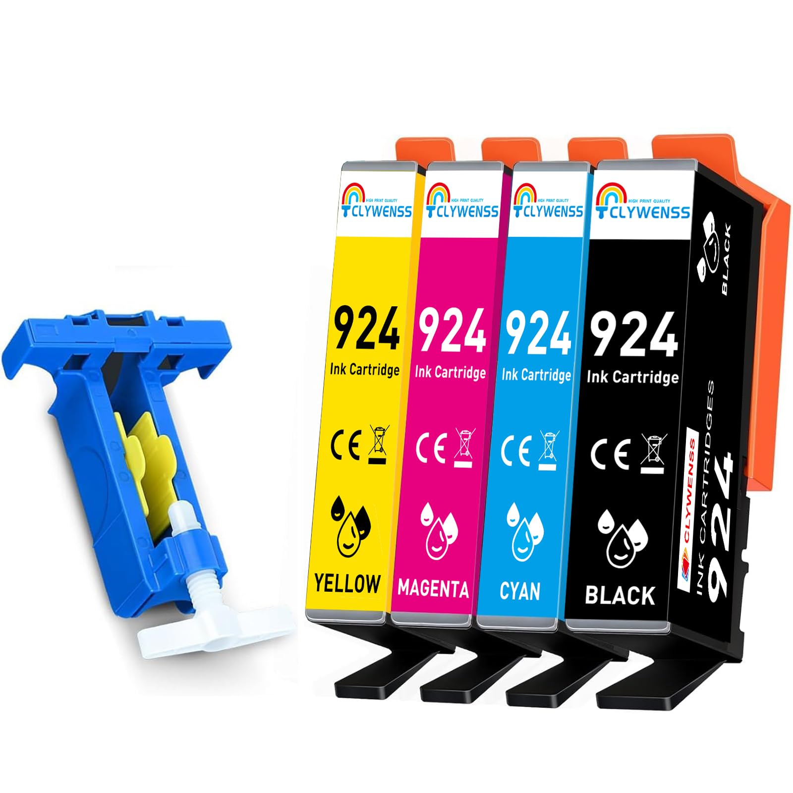 Clywenss 924 Ink Cartridges Combo Pack (Without Chip) Compatible with ...