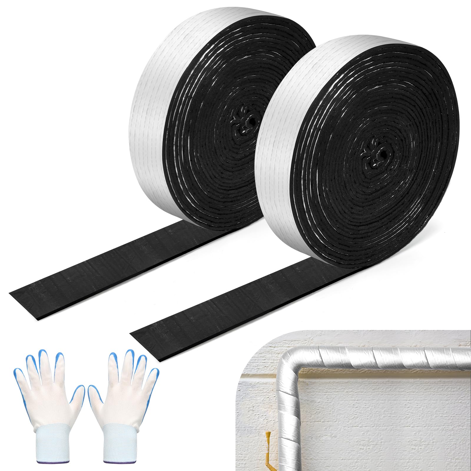 2 Roll Pipe Wrap Insulation Tape, Windspeed 2" W AC Copper Pipe ...