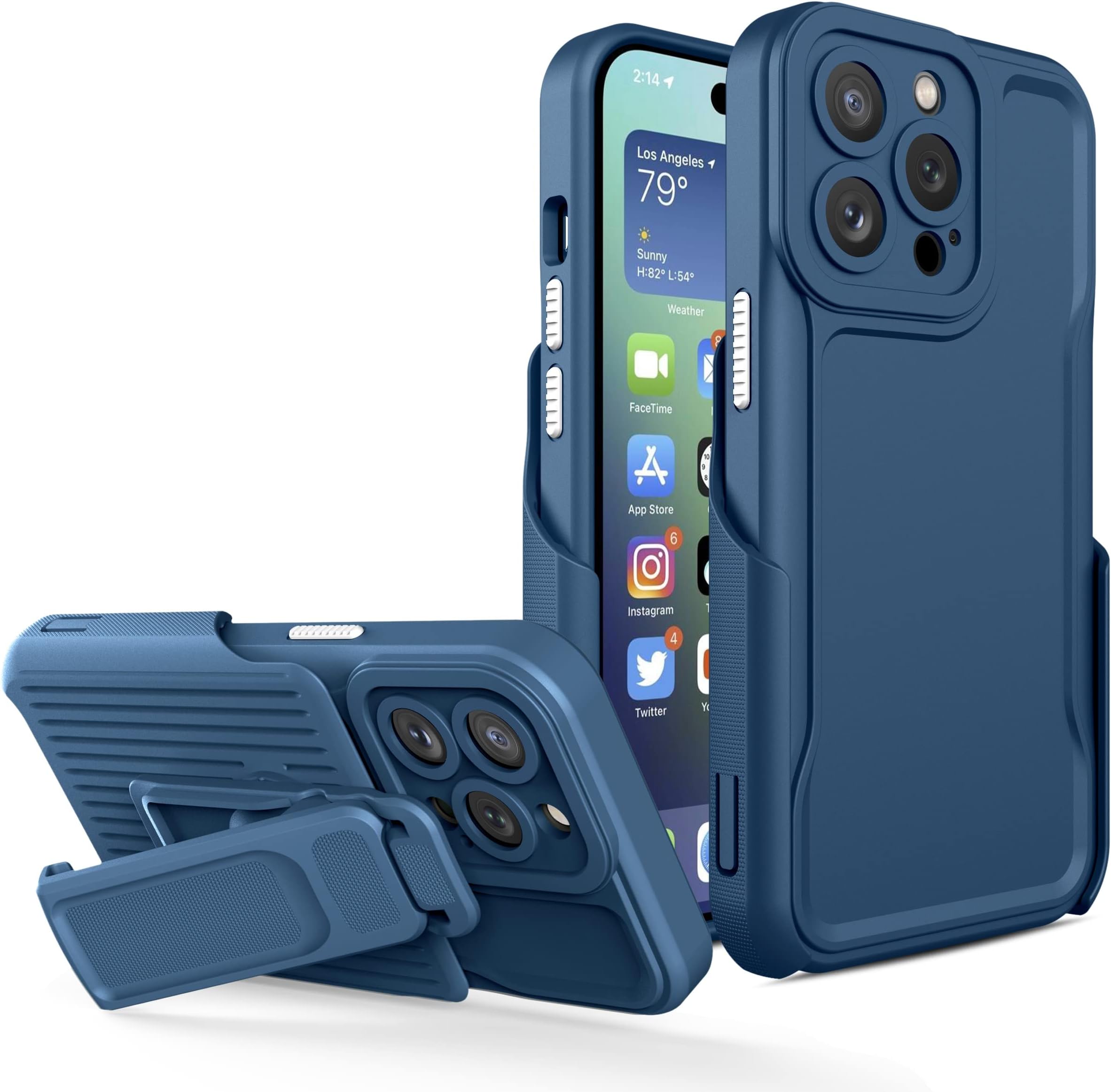 Amazon.com: Shockproof for iPhone 13 Case with Belt Clip Holster iPhone ...