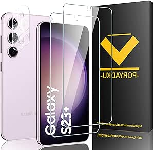 MaxTeck 2+2 Pack Tempered Glass For Samsung Galaxy S23+/ S23 Plus Screen Protector 2 Pcs+ Camera ...