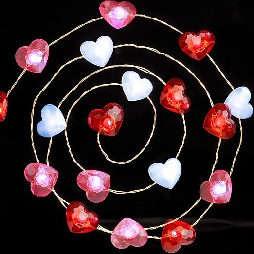 Amazon.com: KAiSnova Mother's Day 10ft 40LEDs Red Pink White Heart ...