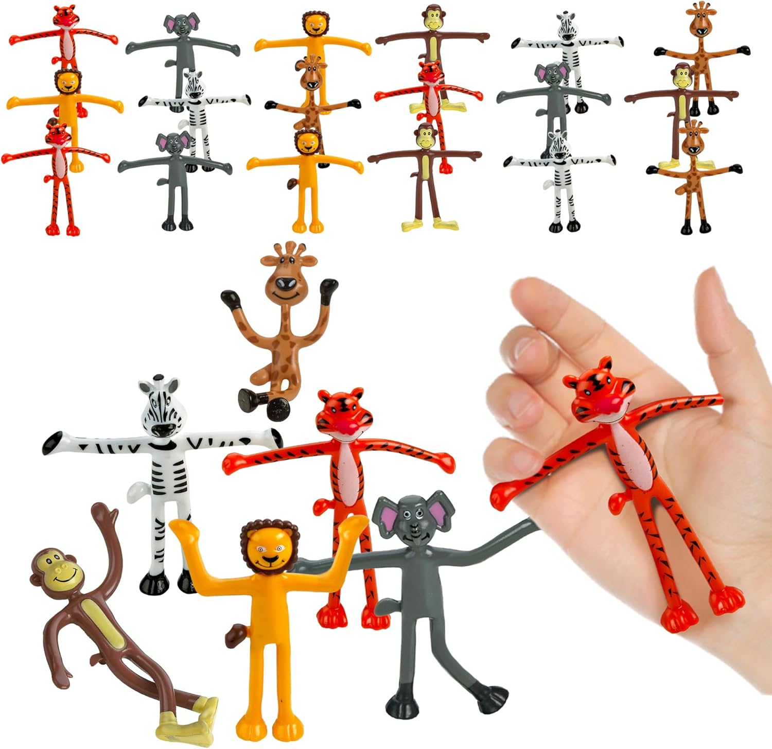 Amazon.com: Playbees Bendable Mini Zoo Animals - 24 PCK - Durable ...