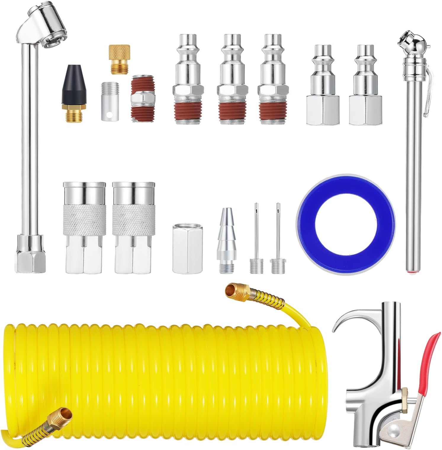 Fippy 20PCS Air Compressor Accessory Kit with Hose, Air Compressor Tool ...