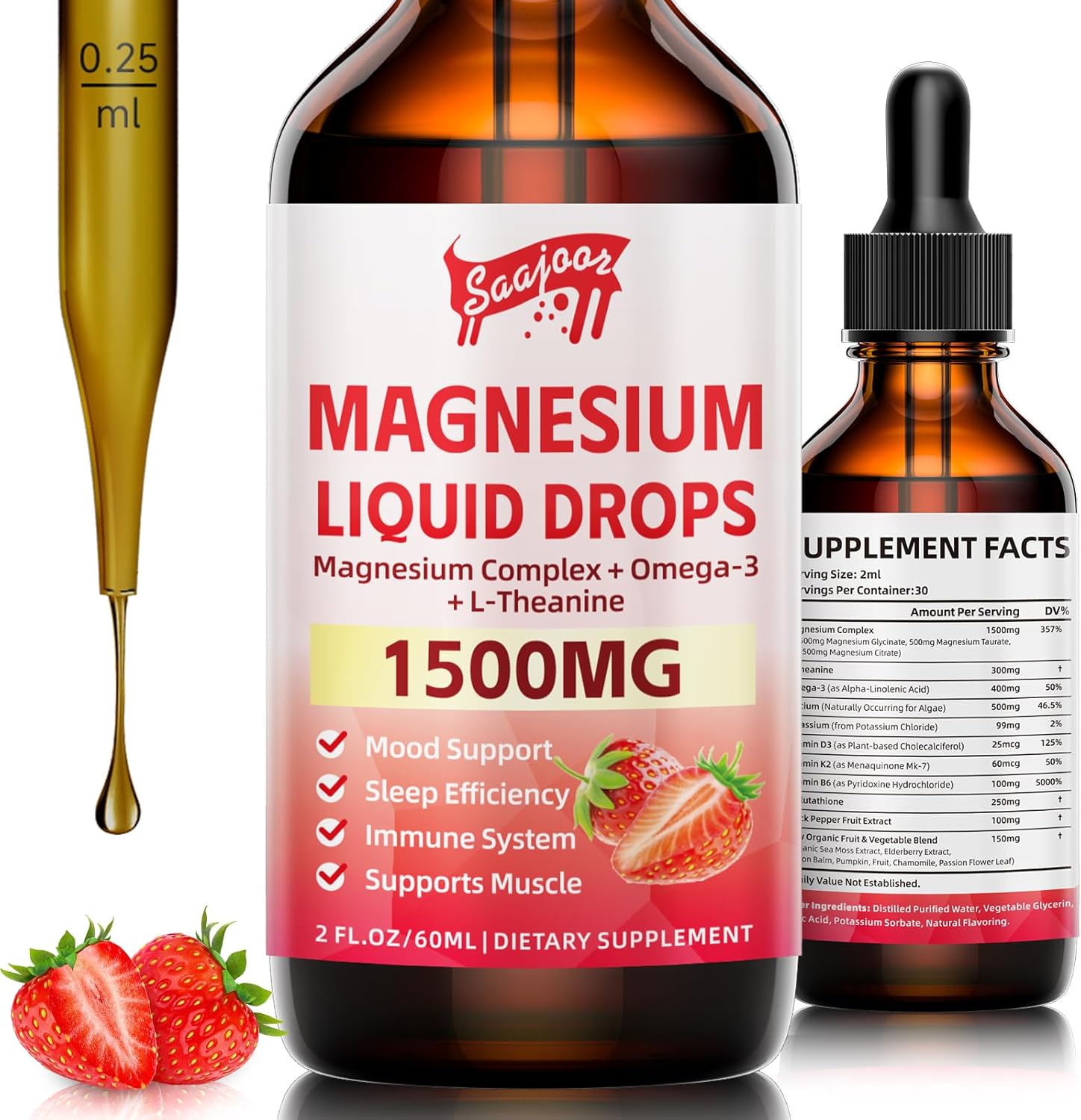 Amazon.com: Magnesium Glycinate Liquid Drops, 1500mg Magnesium Liquid ...