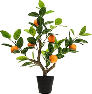 Amazon.com: Gresorth 20" Artificial Orange Tree Fake House Green Plant ...