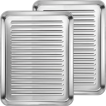 Amazon.com: CEKEE Small Baking Sheet Set of 2 - Stainless Steel Cookie ...
