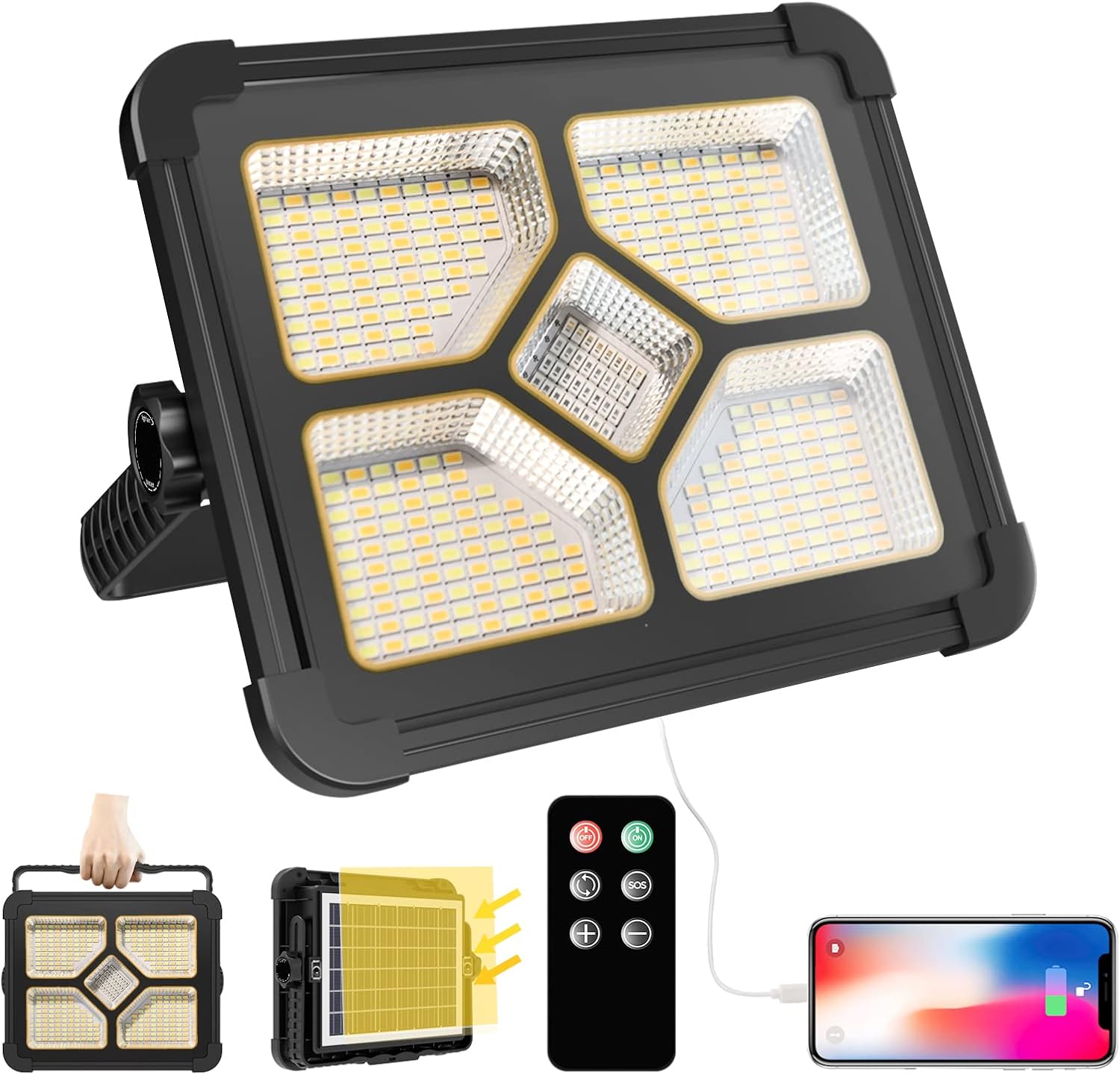 LED Rechargeable Work Lights with Remote Control, 200W Floodlight ...