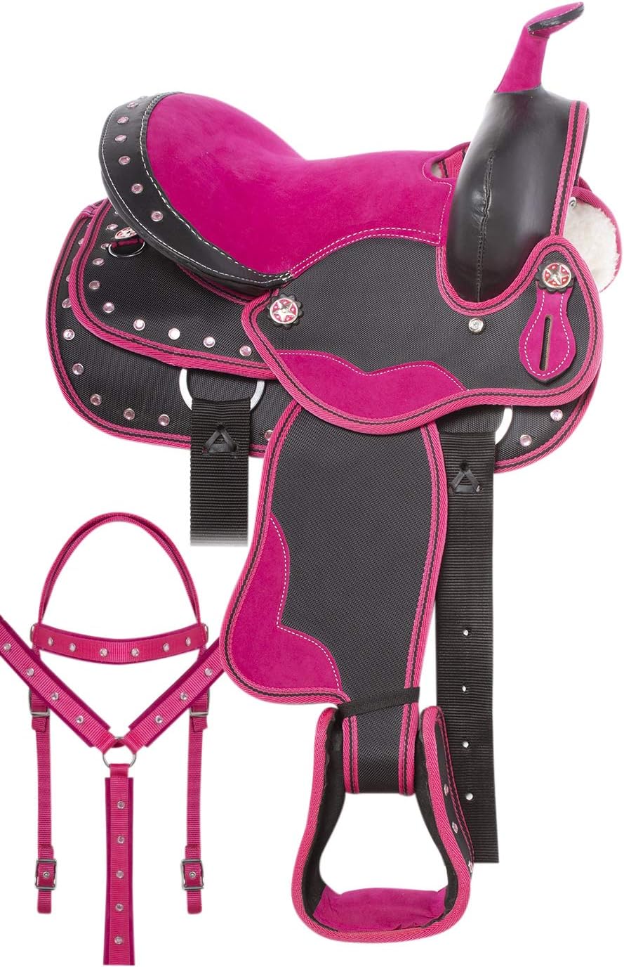 Amazon.com : Acerugs Kids Youth Pink Teal Western Saddle Barrel Racer ...