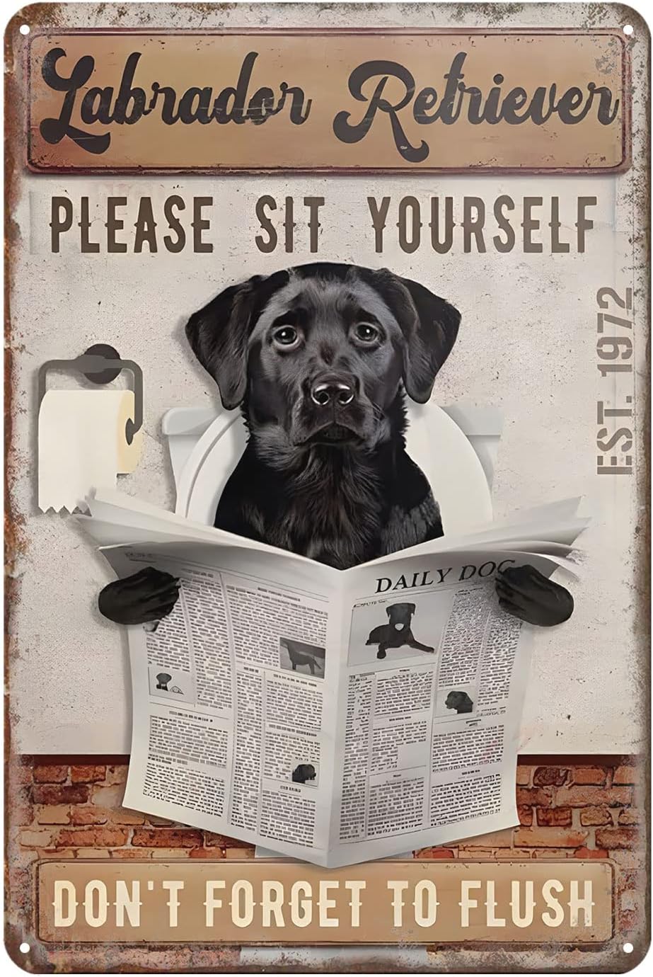 Amazon.com: Gnelde Funny Metal Sign Labrador Retriever Dog Bath Room ...