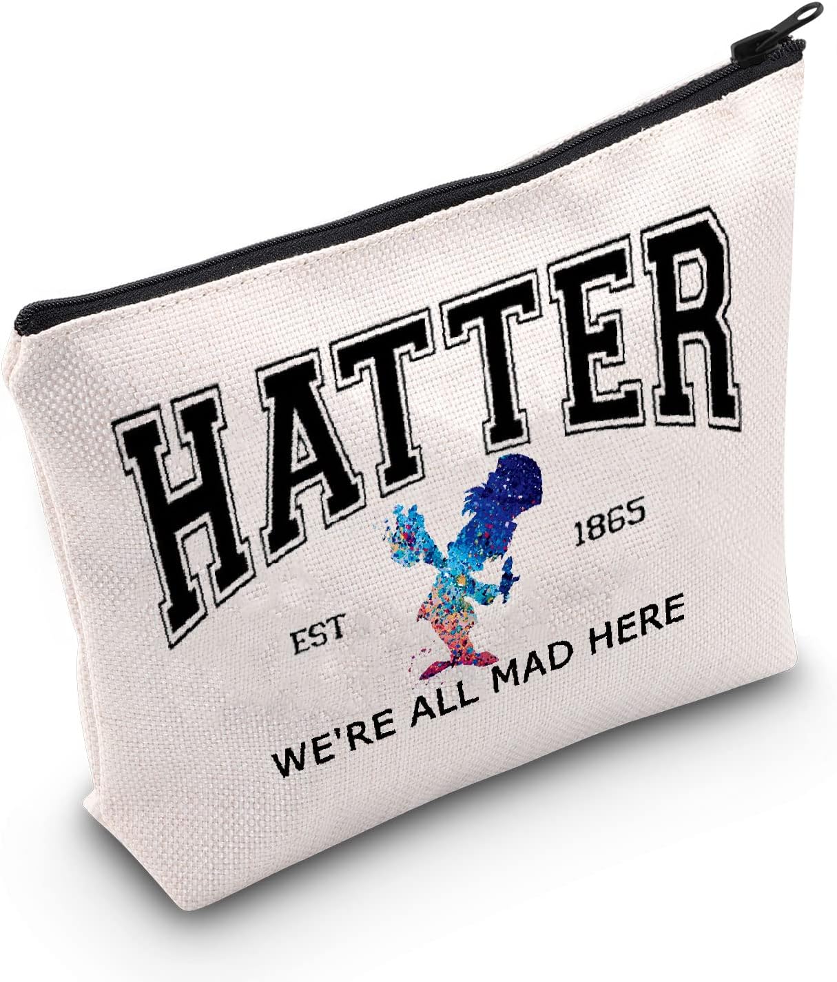 Amazon.com: POFULL Mad Hatter Gift We're All Mad Here Makeup Bag With ...