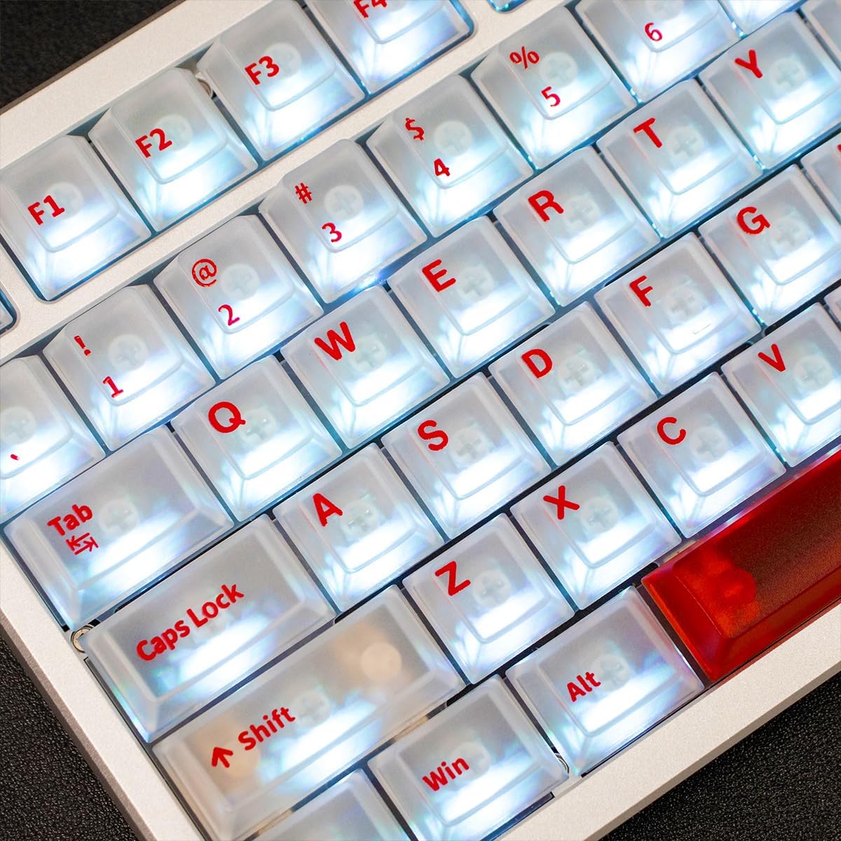 Amazon.com: mintcaps White Clear Keycaps - 151 Keys Transparent Cherry ...