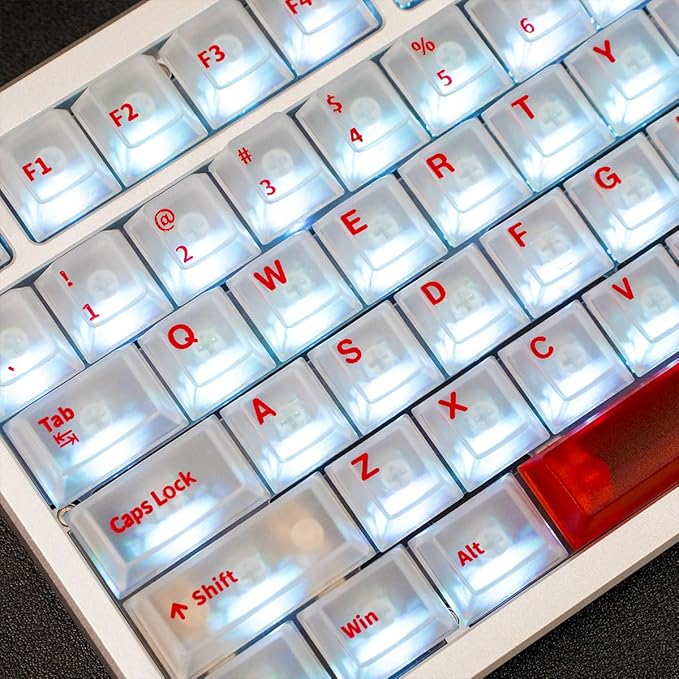 Amazon.com: mintcaps White Clear Keycaps - 151 Keys Transparent Cherry ...