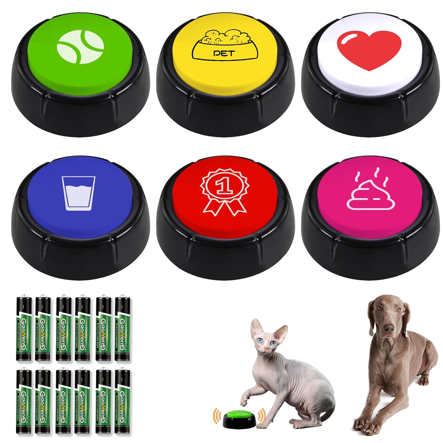 SUMWELL 6 Colors Dogs Buttons for Communication, 30 Second Dog Training ...