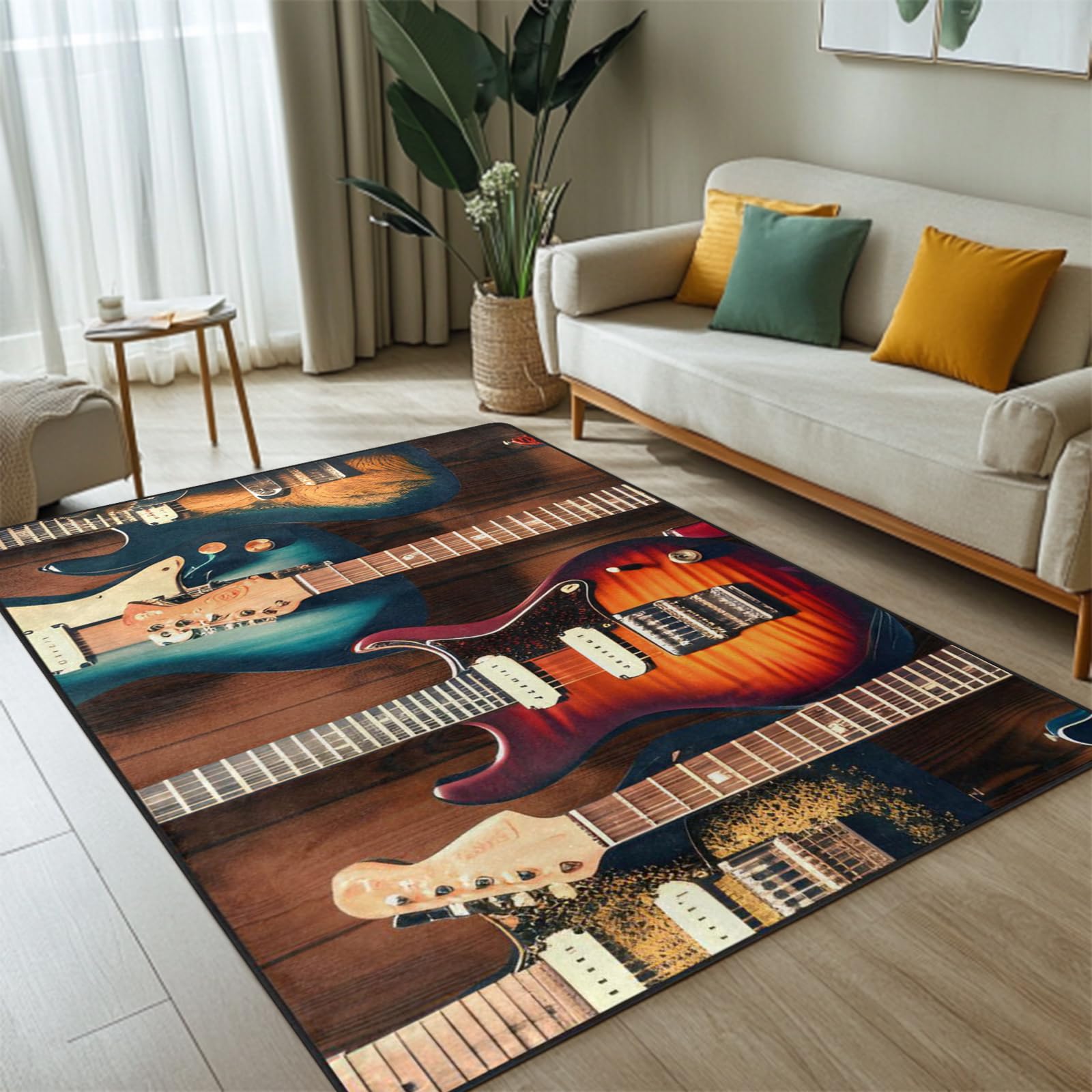 Amazon.com: Doteon Electric Guitar Area Rug Musical Rugs Non-Slip Floor ...