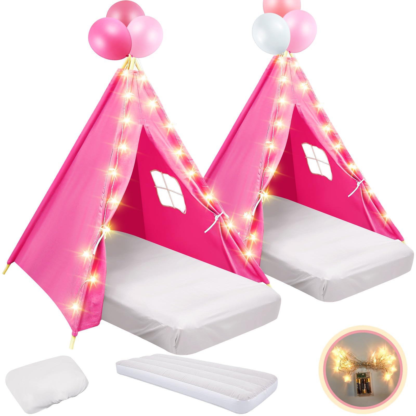 Amazon.com: Lemosae 2 Pack Kids Teepee Tent with Mattress,Fitted Sheet ...