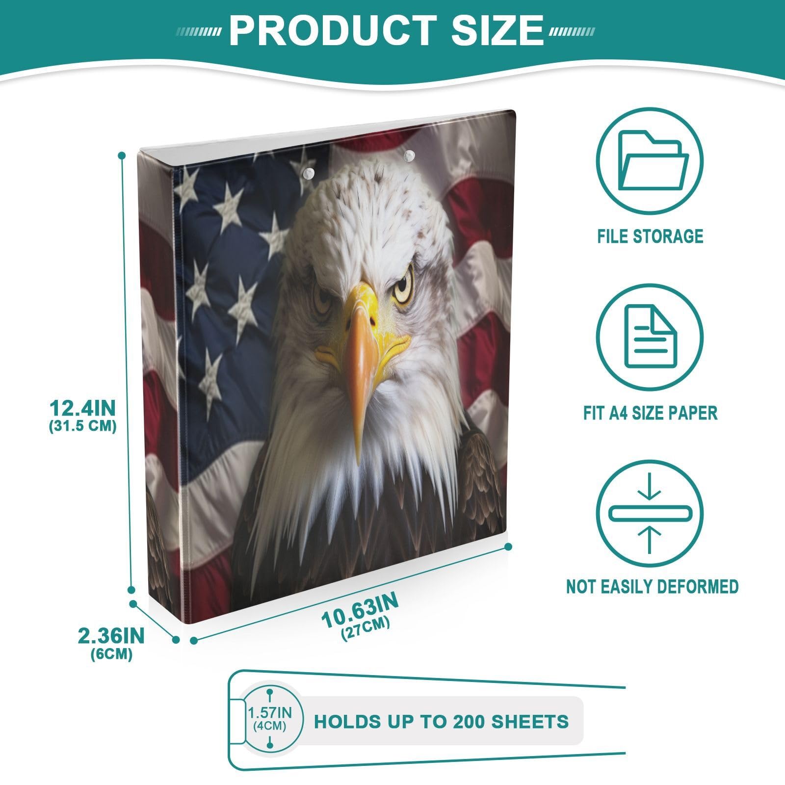 Small Binder 3 Ring Binder North American Bald Eagle Flag 1.5 Lebanon ...