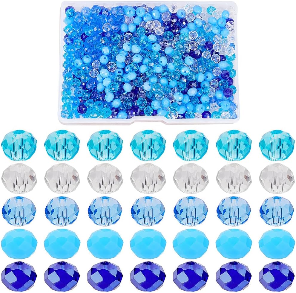 Amazon.com: PH PandaHall 500pcs Blue Crystal Beads, 6mm Blue Sea ...