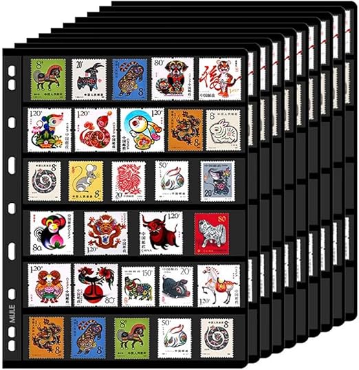 Amazon.com: 10 Sheets Stamp Pages for Stamp Album Binder Pockets Stamp ...