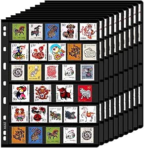 Amazon.com: 10 Sheets Stamp Pages for Stamp Album Binder Pockets Stamp ...