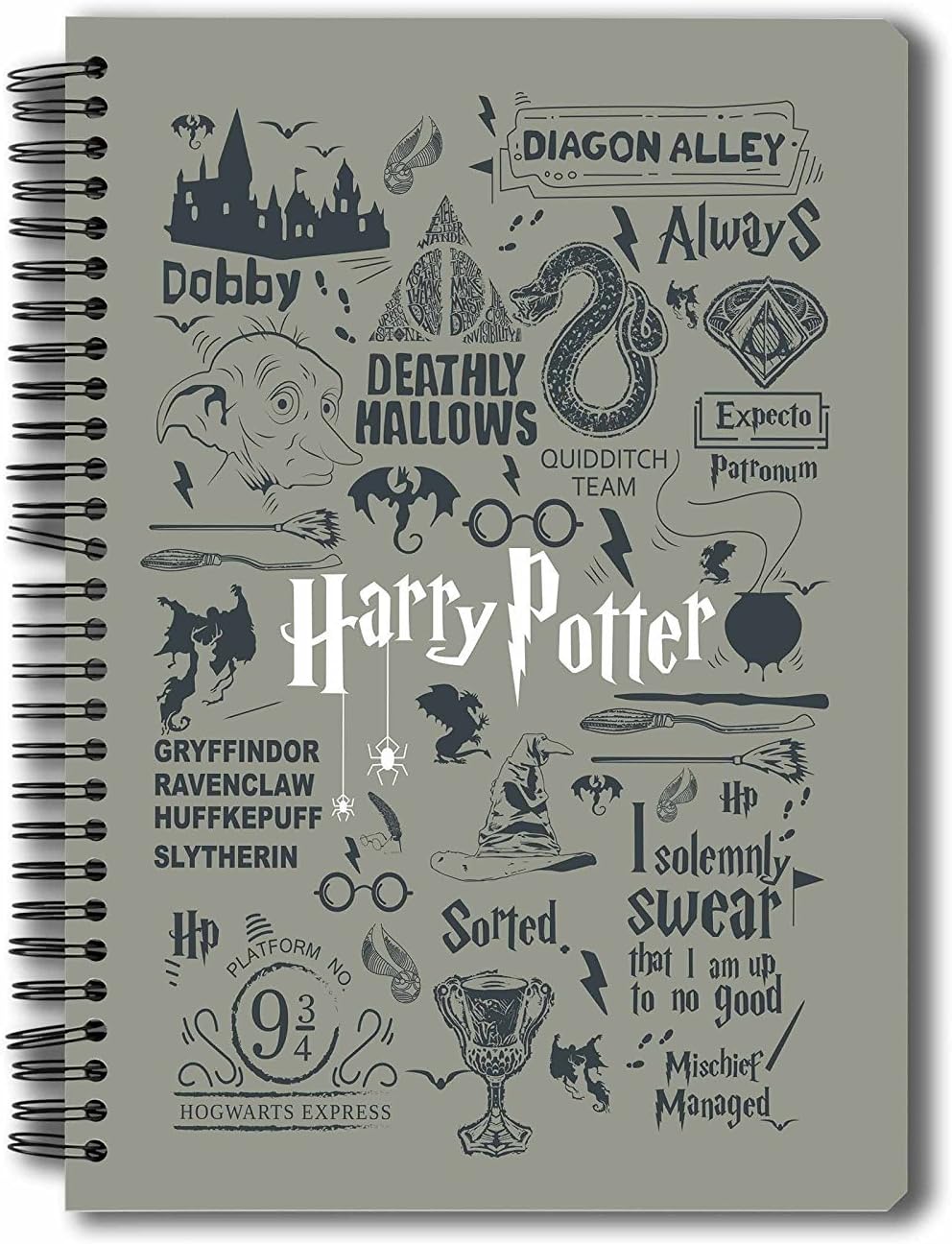 MC SID RAZZ - Harry Potter Infographic Grey Notebook A5, 150 Pages ...
