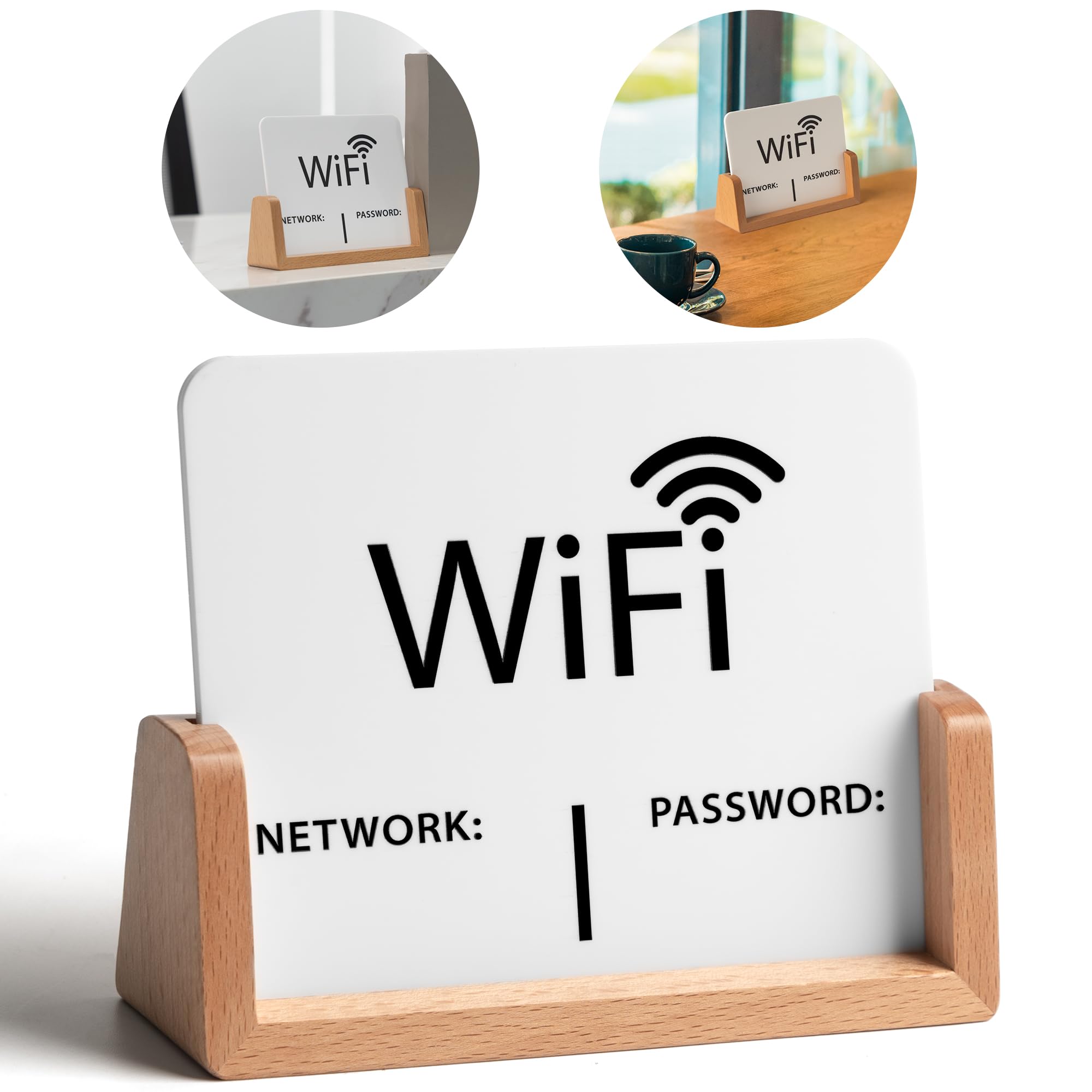 Amazon.com : Wifi Password Sign with Wooden Base, Elegant Acrylic Table ...
