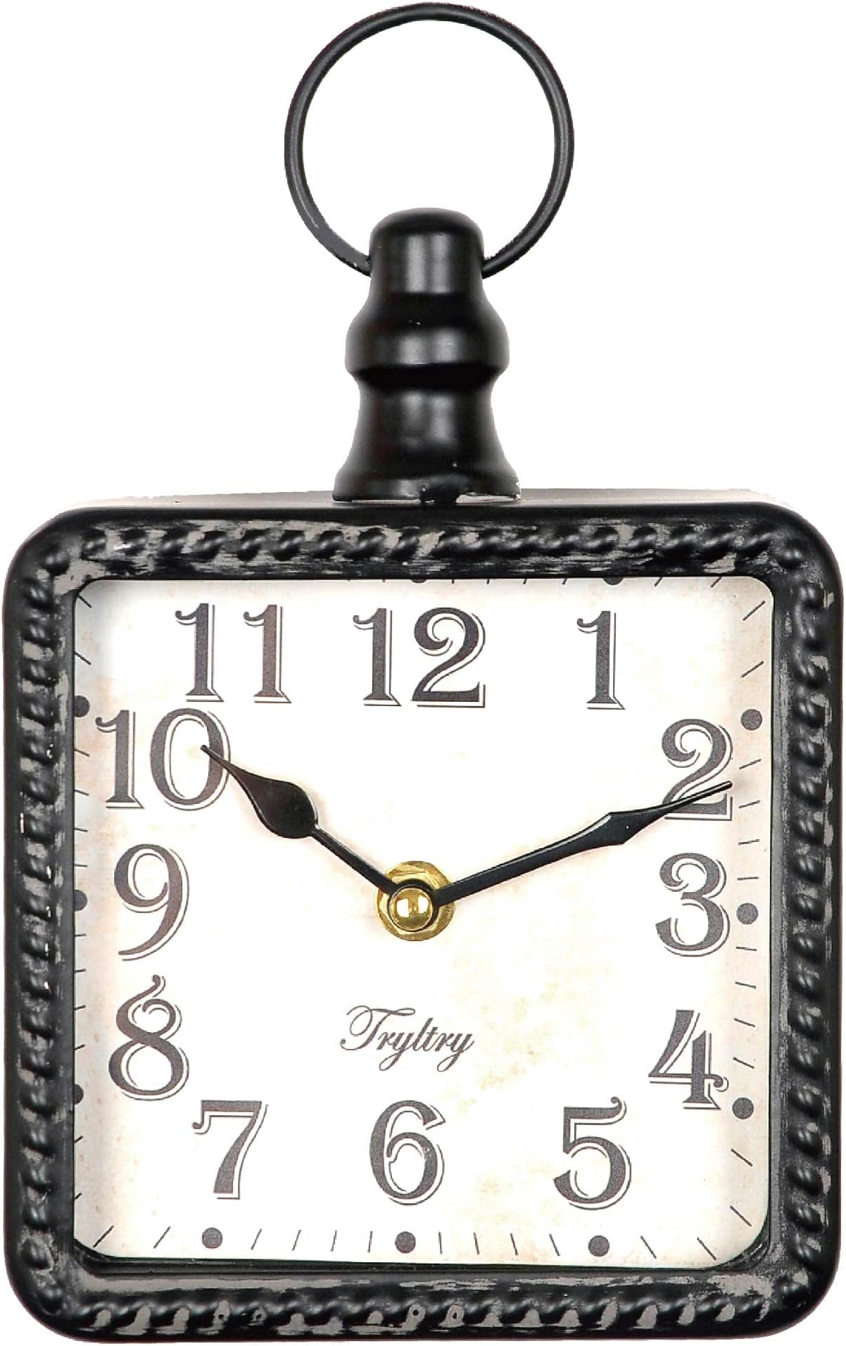TRYLTRY Retro Rectangle Small Wall Clock, Battery Operated Silent Black ...