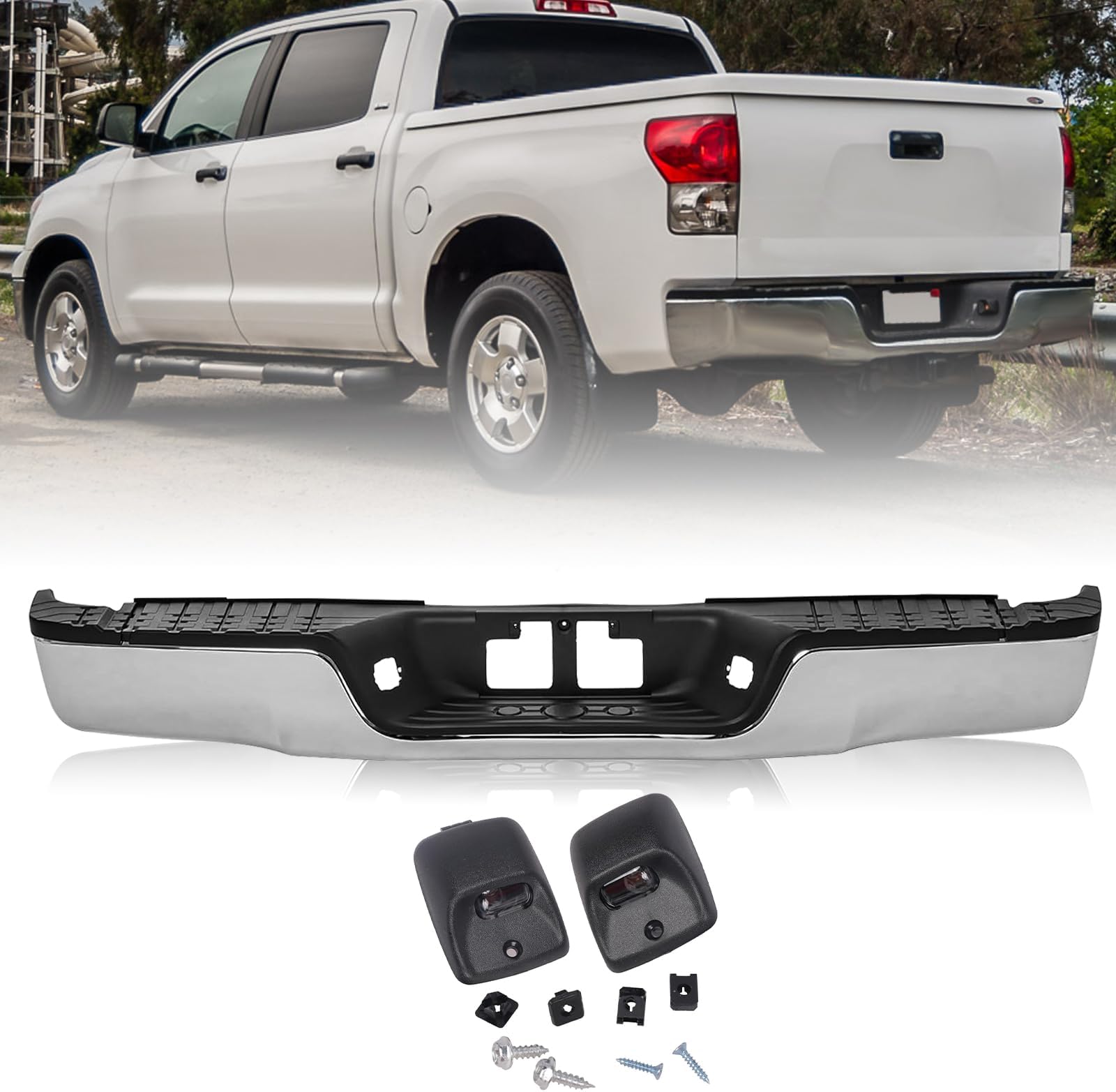 Amazon.com: WFLNHB Chrome Rear Step Bumper Assembly without Parking Aid ...