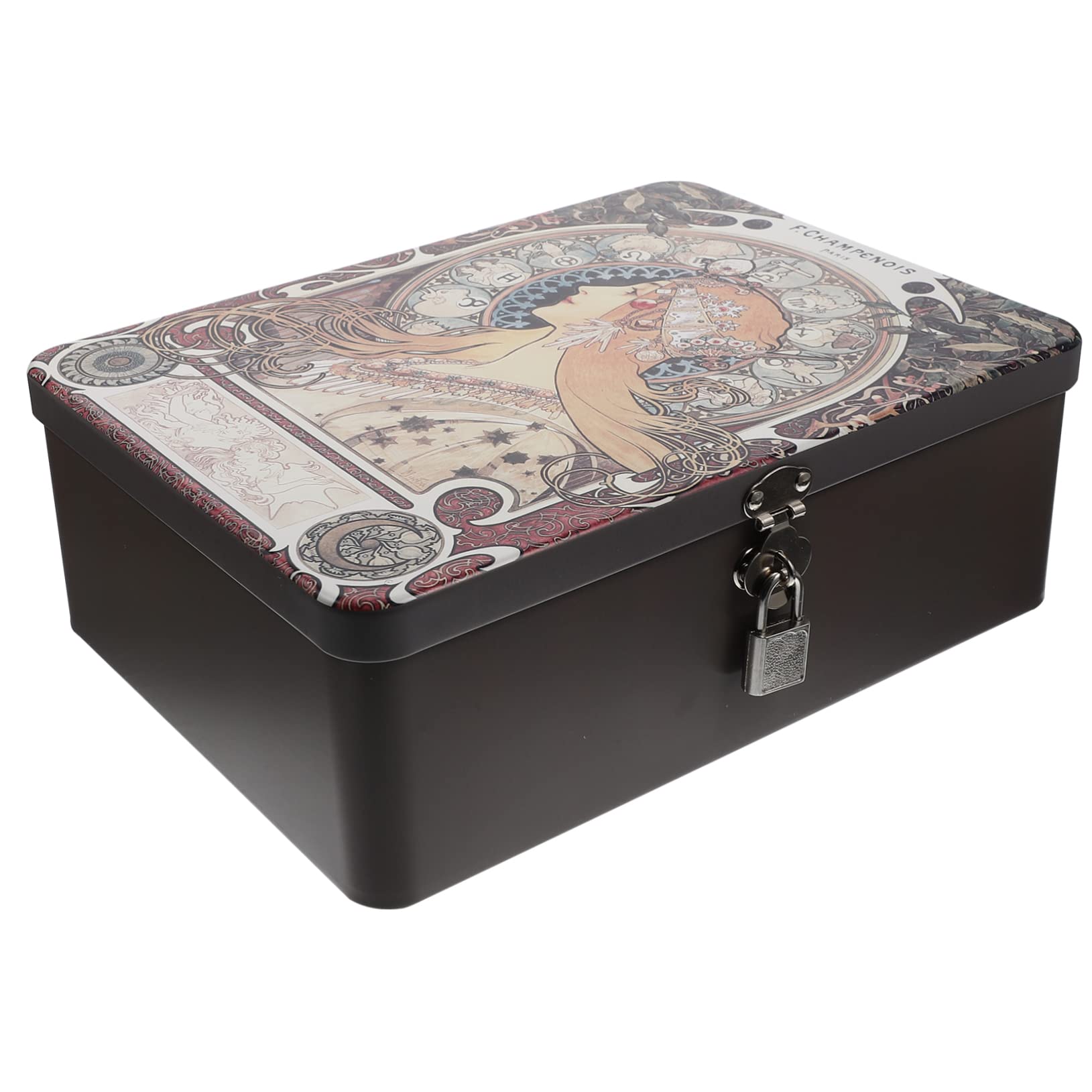 SAFIGLE Vintage Tinplate Lockable Storage Box for Jewelry and ...