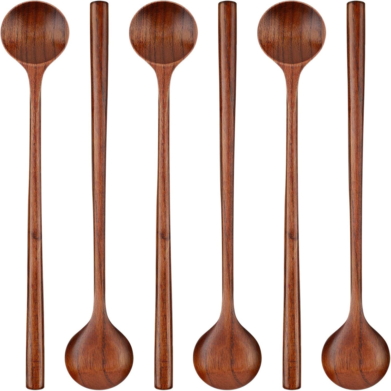 Amazon.com: Patelai 6 Pcs 11 Inch Wood Long Spoons Wooden Long Handle ...