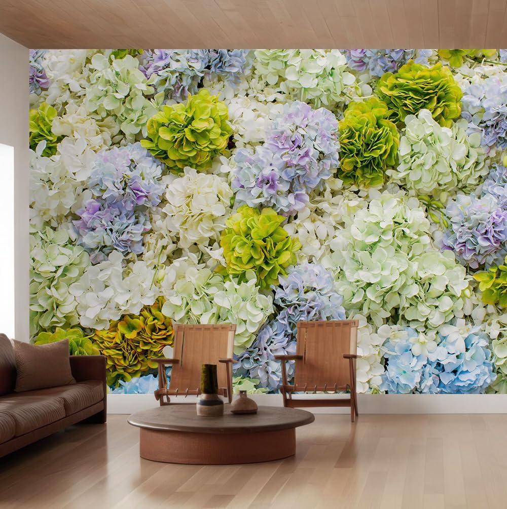 Amazon.com: VistaPalette Fresh Flower White/Green Hydrangea Mural Peel ...