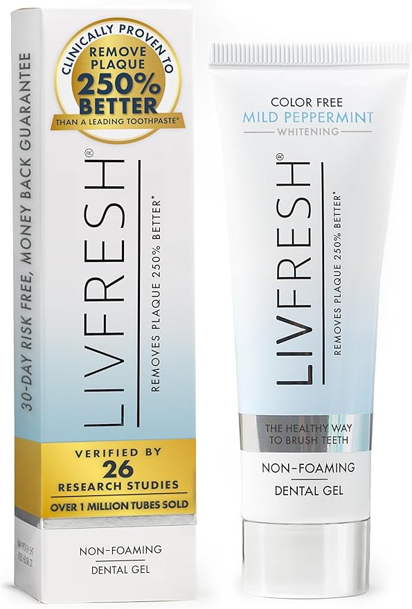 LIVFRESH Toothpaste Gel, Clinically Proven to Remove Plaque 250% Better ...
