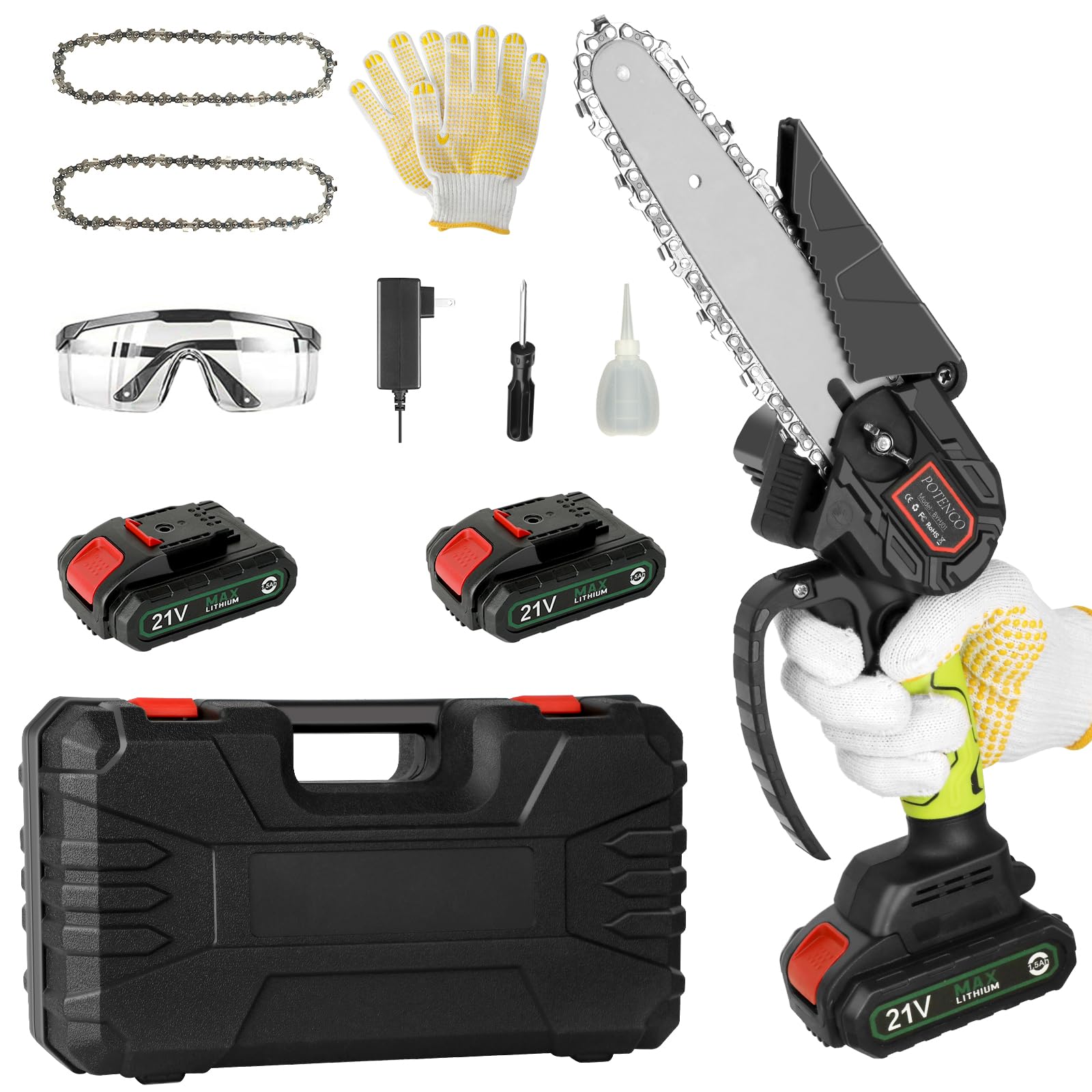 Amazon.com: POTENCO Mini Chainsaw, Small Handheld Power Chain Saws ...
